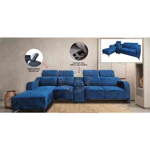 Set Sofa Bentuk L | Sofa Set | Model : 2288 (Dengan kotak konsol & 2 ...